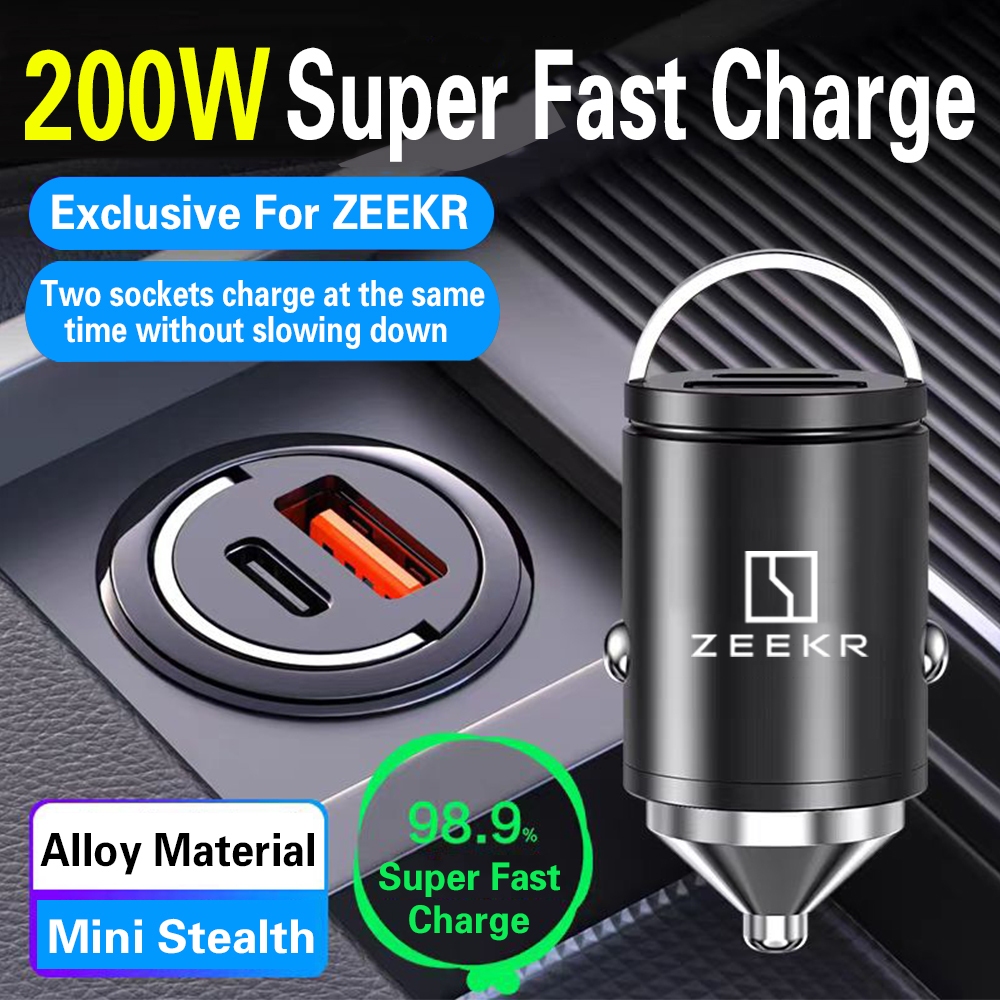 For ZEEKR Car Phone Quick Charger 200W Type C PD QC3.0 USB Dual Ports ...