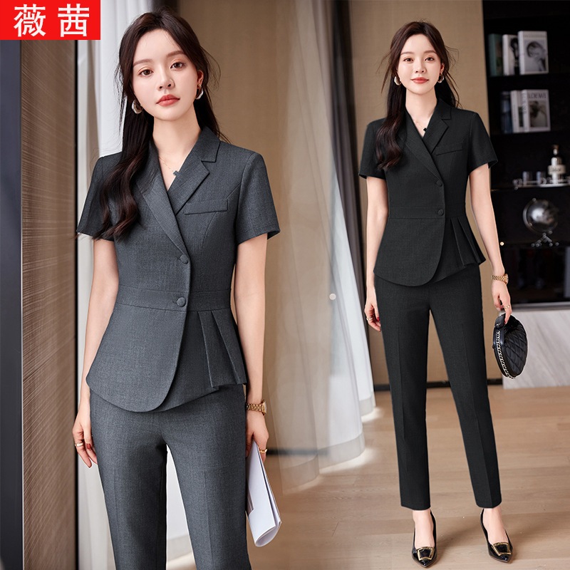 6803 Summer Short-Sleeved Professional Wear Workplace Women's Suit Suit ...