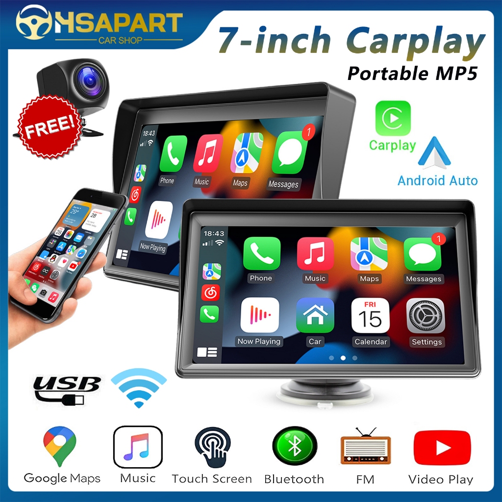 7-Inch Portable Carplay Car Mp5 Stereo Radio With Camera For Wireless ...