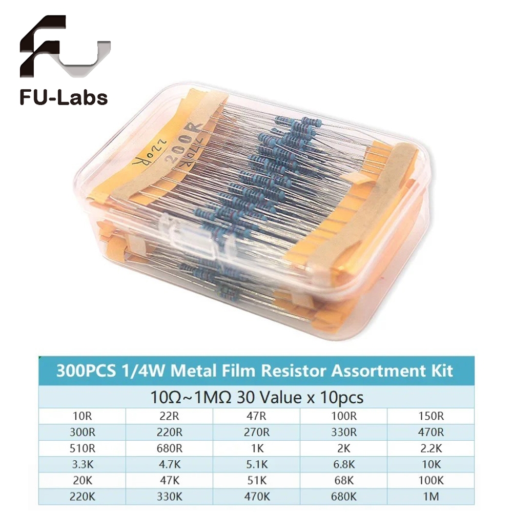 300pcs 600pcs 1/4W Resistance 1% 30 Kind Each 10pcs/20pcs Film Resistor ...