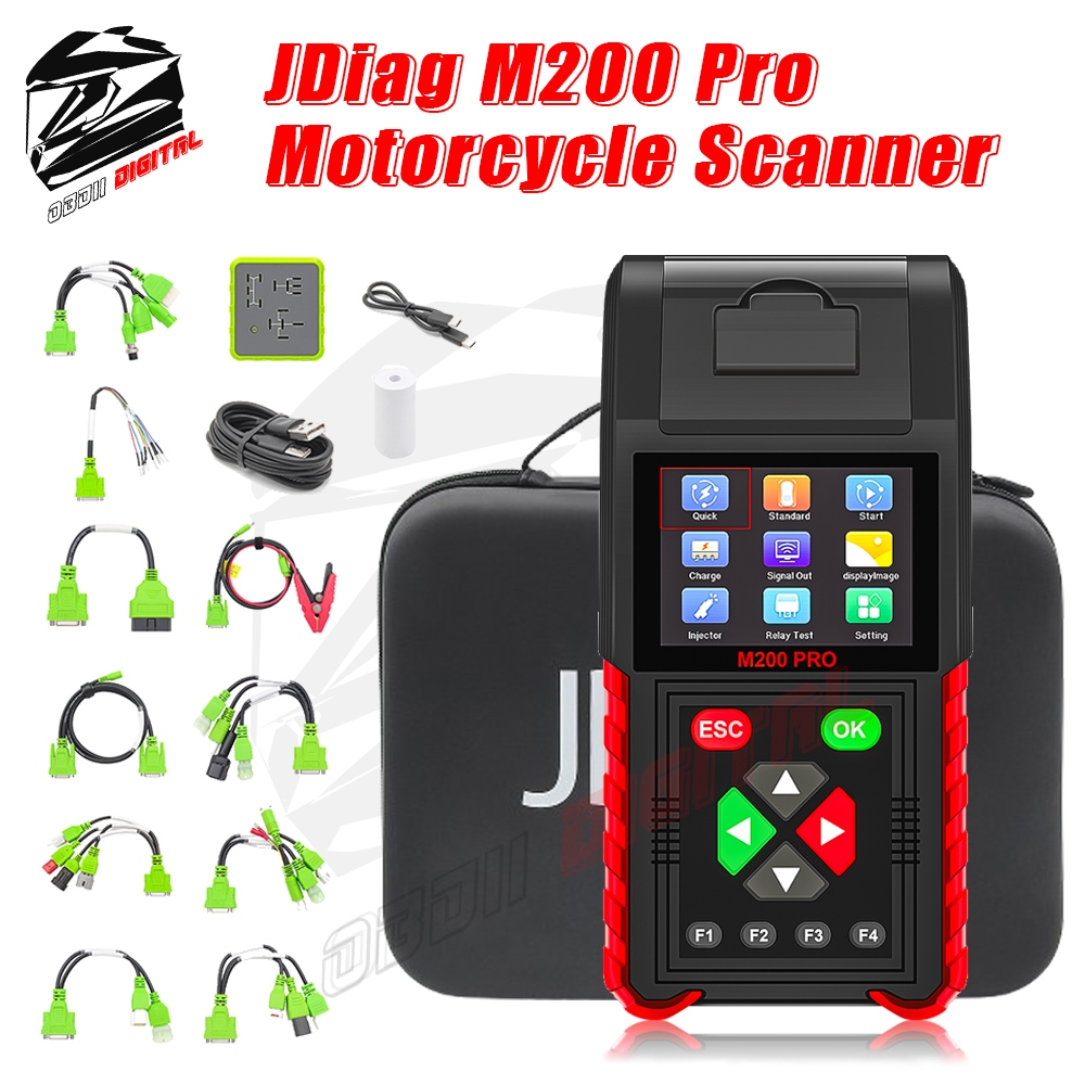 JDiag M200 Pro Motorcycle Scanner Diagnostic Tool ABS Engine Fault Code ...