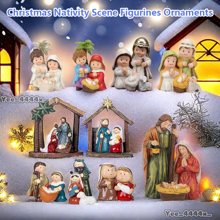 Small Cartoon Nativity Scene Holy Family Ornaments Christmas Nativity ...