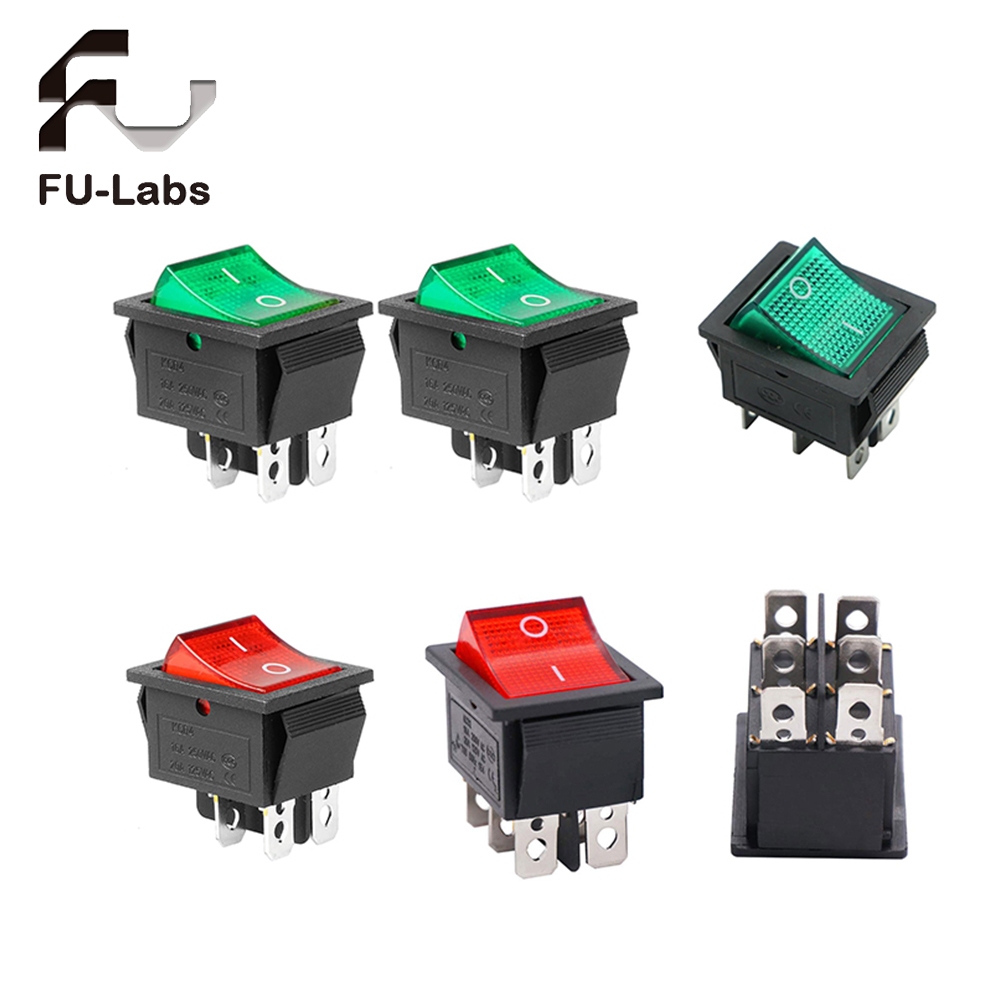 2 Position Red/Green Light Rocker Switch 16A/250V KCD4-20 4 Pin 6 pin ...