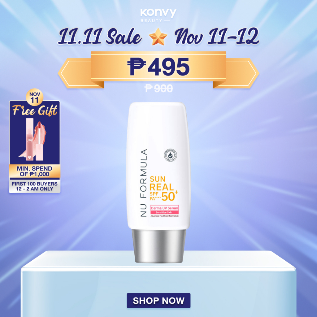 Nu Formula Sun Real SPF 50+ PA++++ Derma UV Serum 40g (Lightweight, Natural and Dewy Finish ...