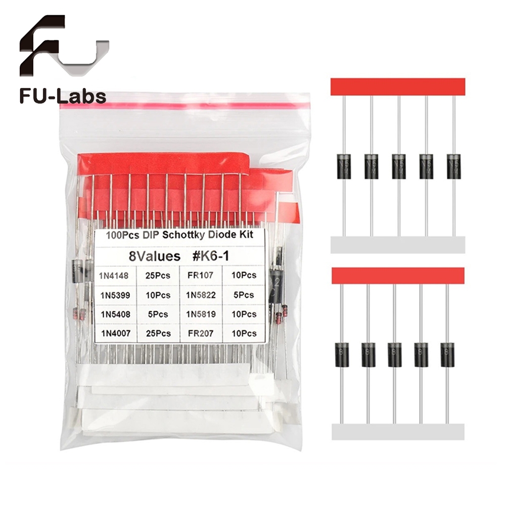 100pcs Diode Assorted Kit 8 Values DIY Electronic Components Diode ...