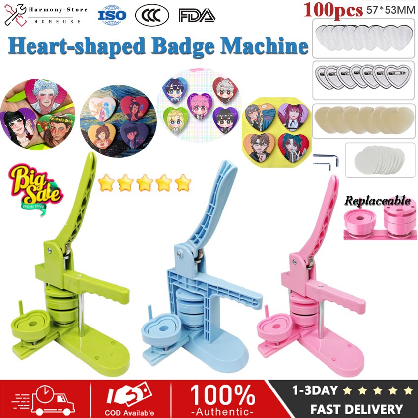 ⚡️Local Delivery⚡️ Replaceable Heart-shaped Circular Heart Badge Maker ...
