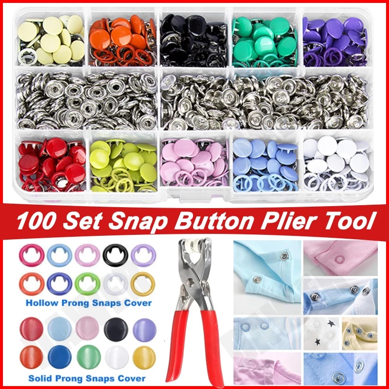 100 sets of buttons, colored hollow five-claw buttons/clasp buttons set ...