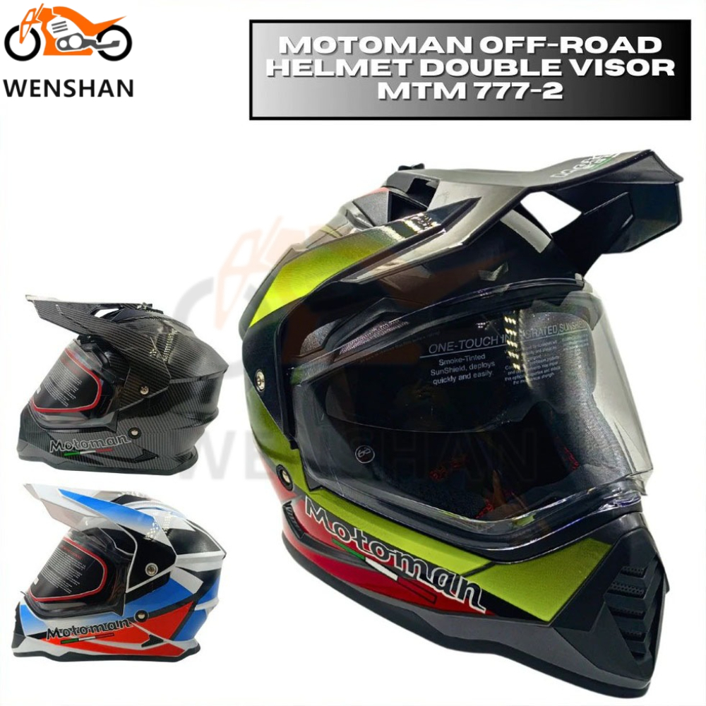 MOTOMAN OFF-ROAD DOUBLE VISOR HELMET MTM 777-2 MOTORCYCLE PROTECTIVE GEARS 99PRO MOTOR | Shopee ...
