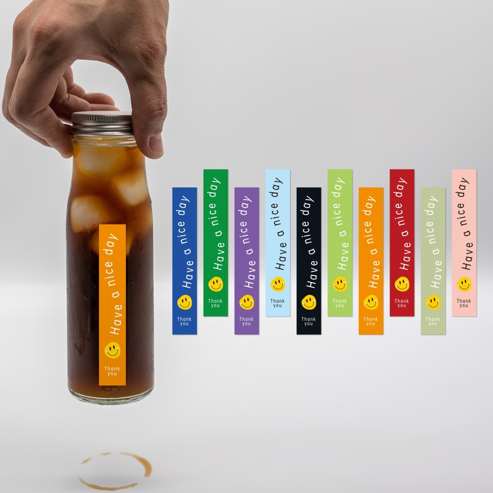 100 Pcs/Pack Colorful Smiley Faces "Have a Nice Day" Coffee Milk Tea ...