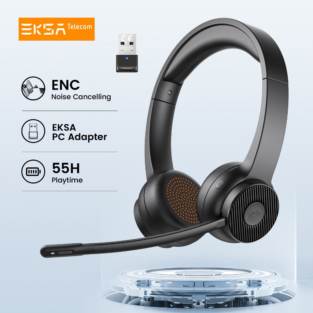 EKSA H16 Bluetooth 5.2 Headset PC Wireless Headphones with ENC Noise ...