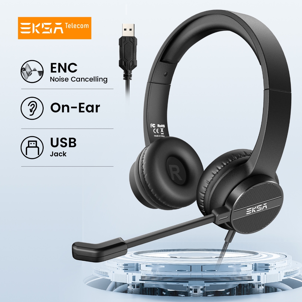 EKSA H12E USB Wired Computer Headphones On-Ear PC Office Headset with ...