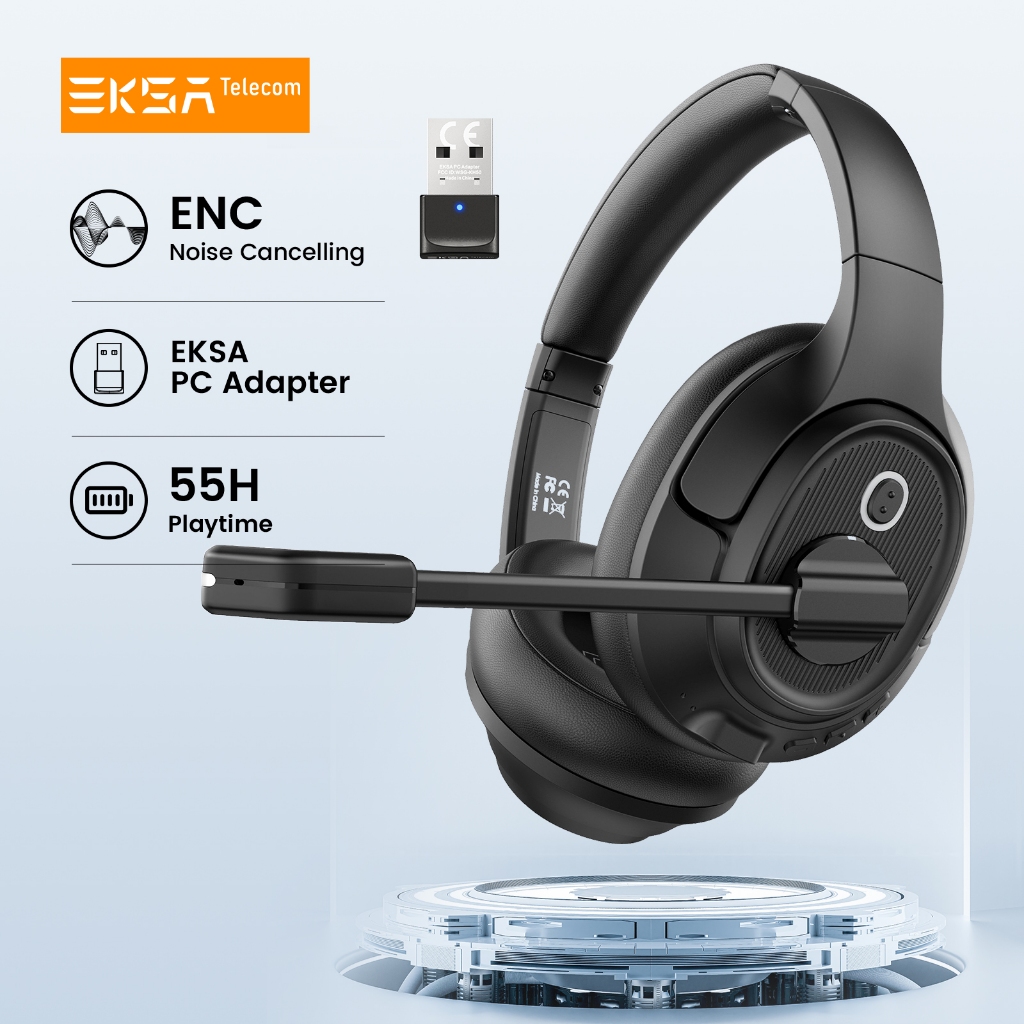 EKSA H6 Wireless Headphones Bluetooth Office Headset with USB Dongle ENC Call Noise Cancelling ...