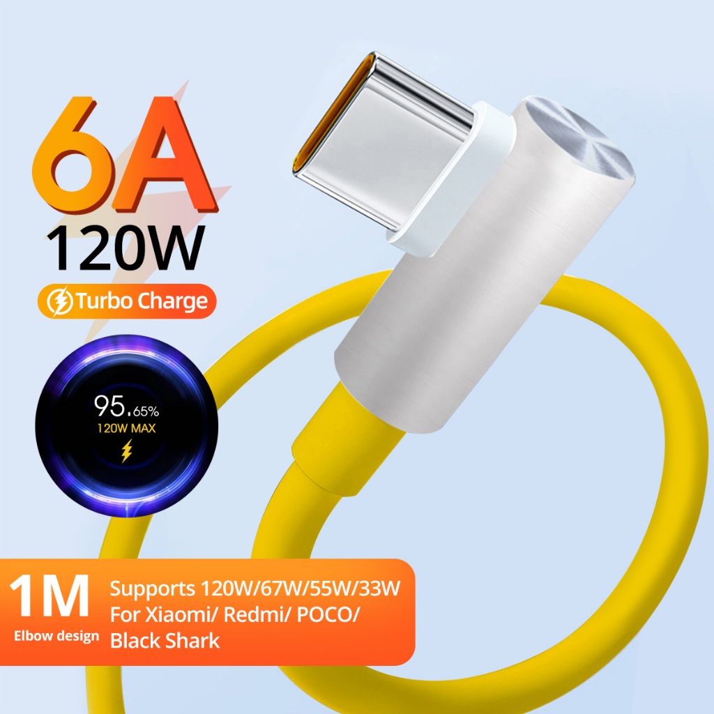 120W 67W 33W Xiaomi Turbo Fast Charger with 6A Gold USB C Elbow Cable ...