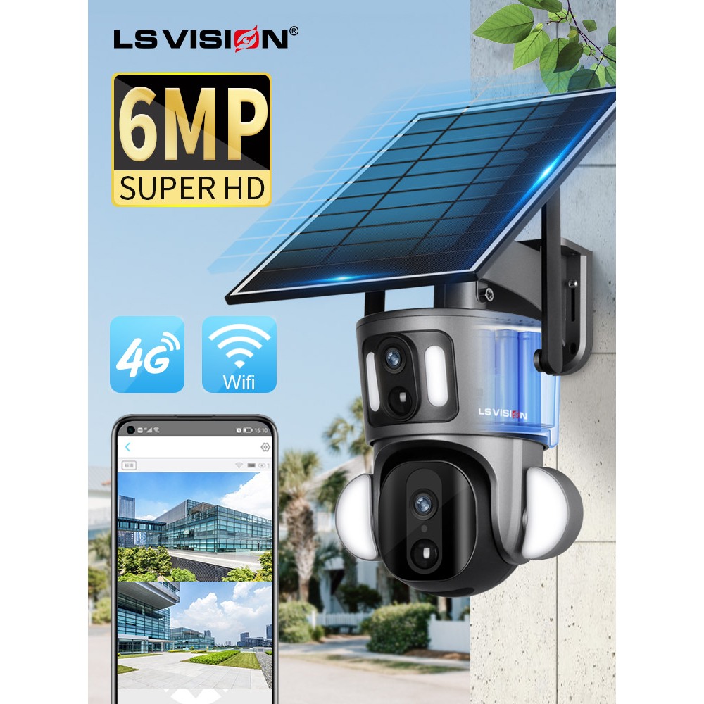 LS VISION 4K 8MP 4G/WiFi Dual Screens Dual Lens Solar Camera OutdoorOptical Zoom Humanoid ...