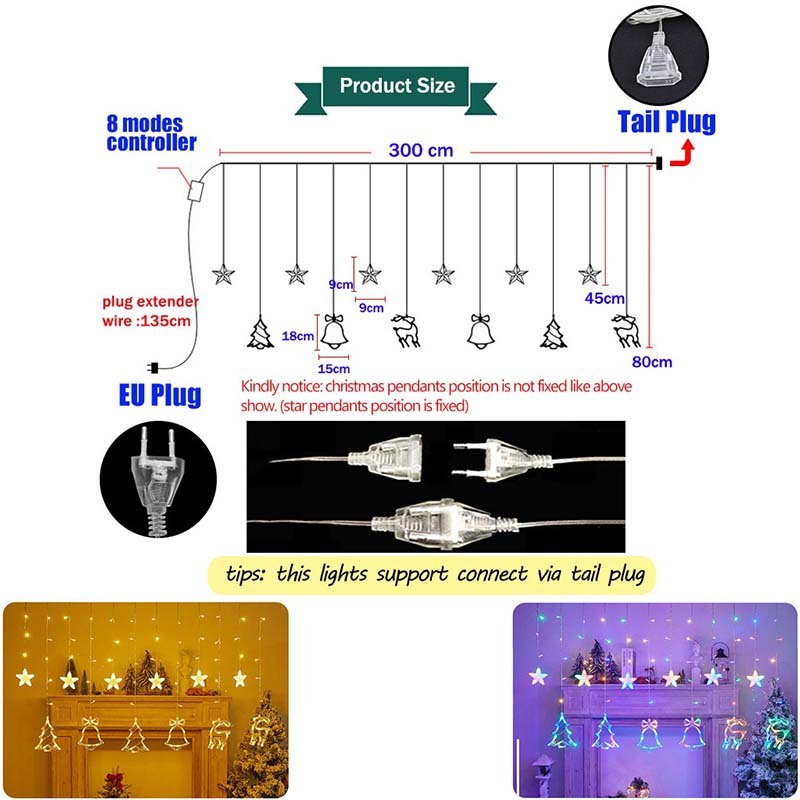 4 Meters Christmas Waterproof LED Icicle Curtain Light for Xmas ...