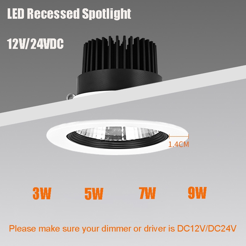 12V 24V LED Recessed Spotlight 3W 5W 7W 9W Adjustable Ceiling Downlight ...