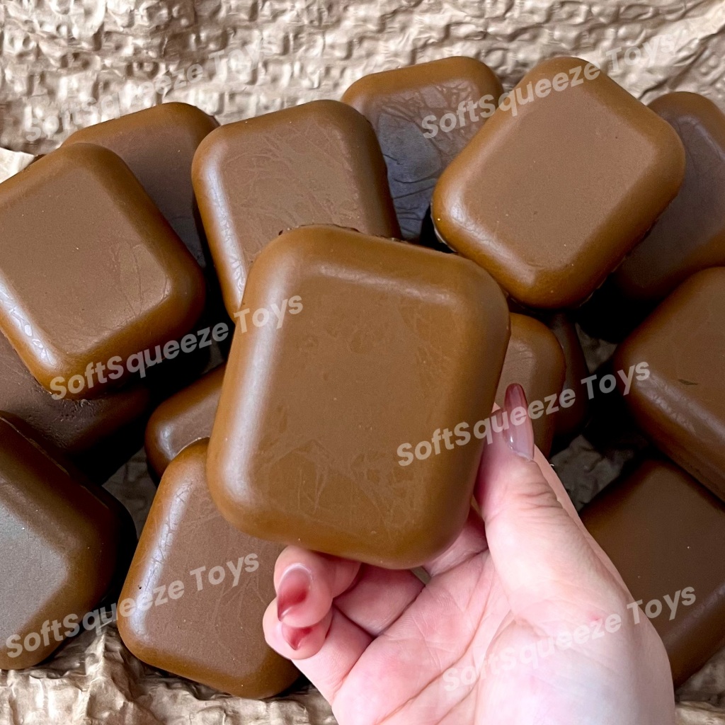 squishy, coffee-colored small cube soft slow rebound toy, PU material ...