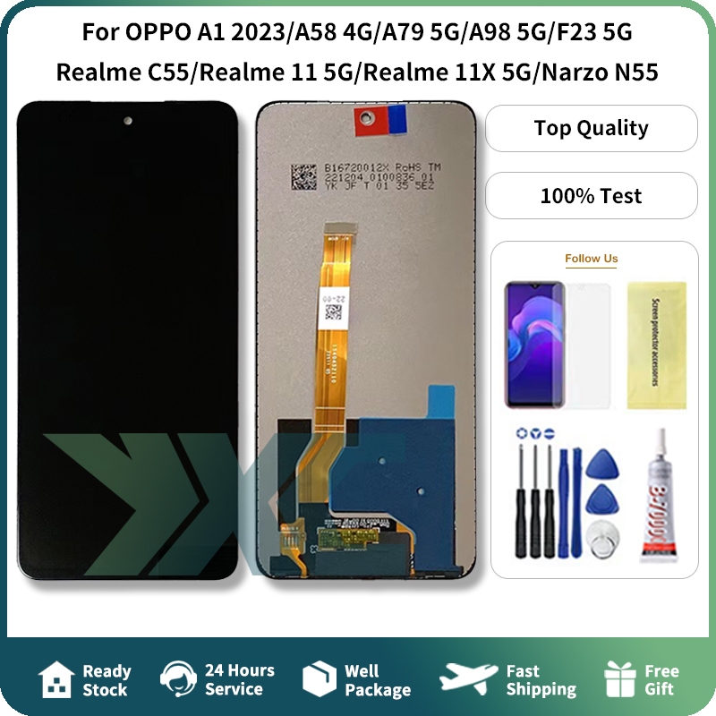 For Oppo Realme C55/Realme 11 5G/Realme 11X 5G/Narzo N55/A1 2023/A58 4G/A79 5G/A98 5G/F23 5G LCD ...