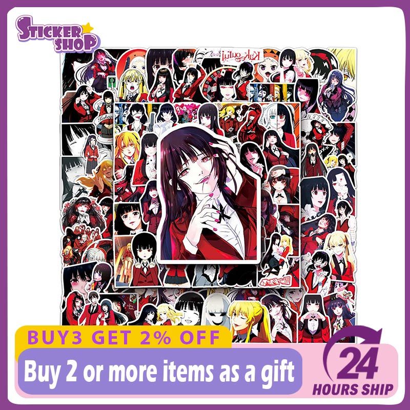 100pcs Anime Kakegurui Stickers Water Cup Guitar Car Stationery Phone ...