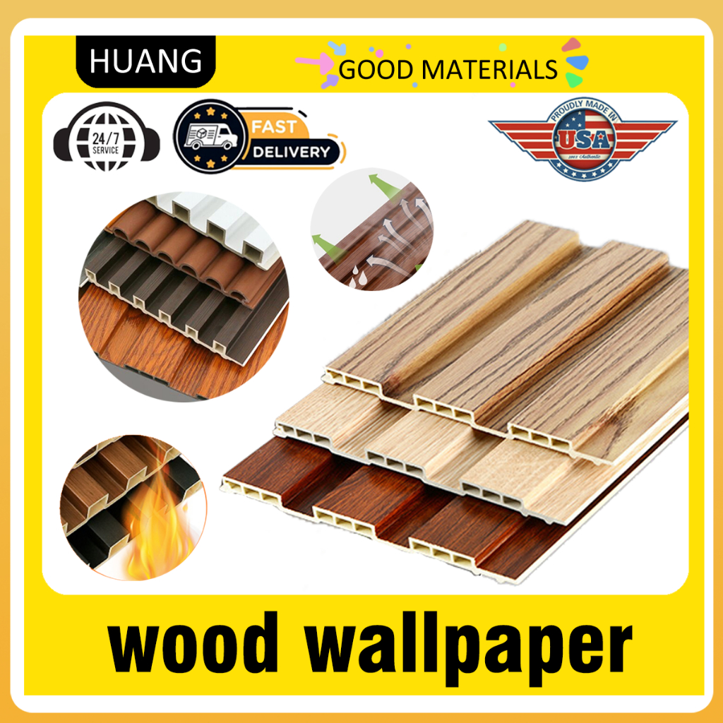 WPC Grille Design Ecological Board TV Background Pvc Wood Panel Grooved ...