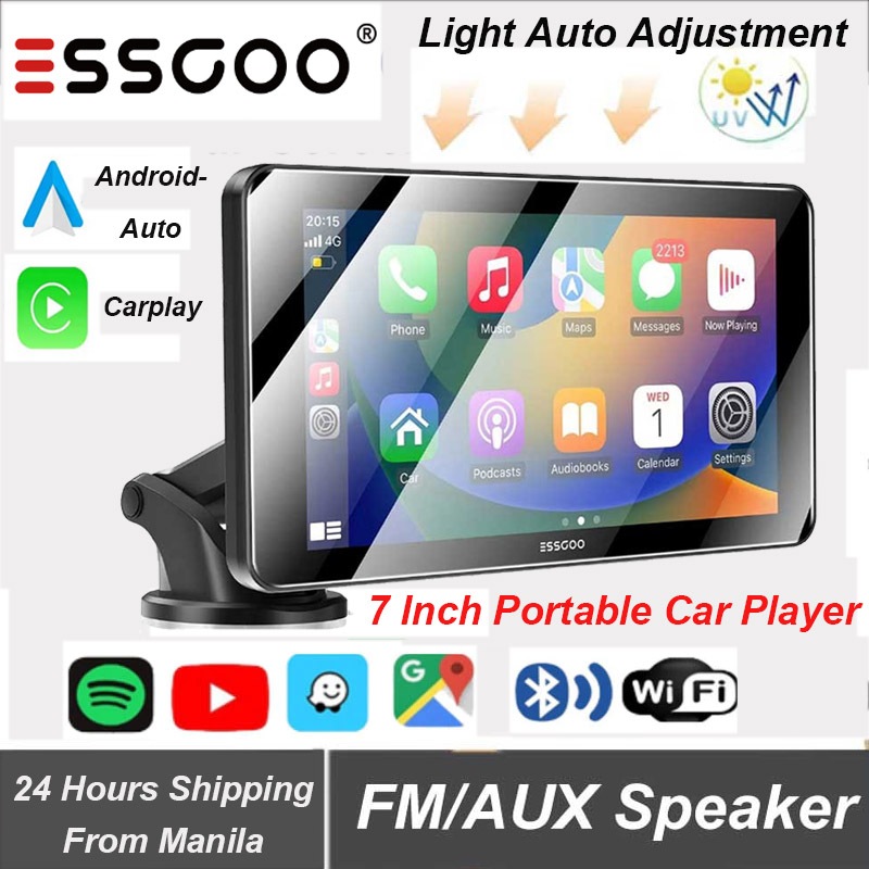 ESSGOO HD 7 inch Portable Car Player CarPlay Android Auto Bluetooth IPS 2.5D Touch Screen GPS ...