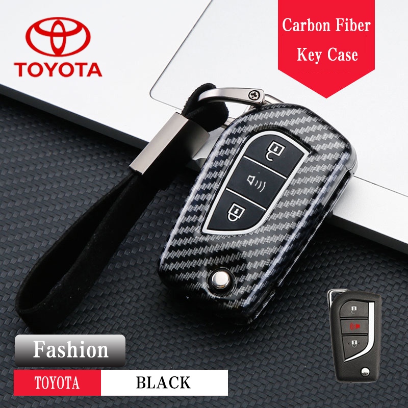 Toyota corolla Altis Carbon Fiber Car Folding Key Case Protect For ...