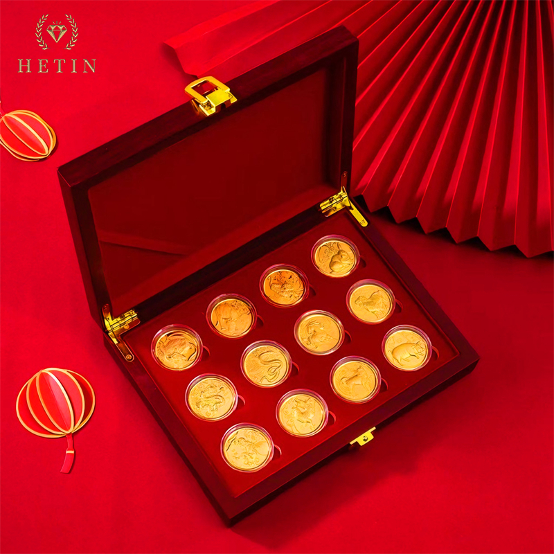 【HETIN】12 Pieces Zodiac Signs 24K Gold Coins Set Au999 (1.20g) Pure ...