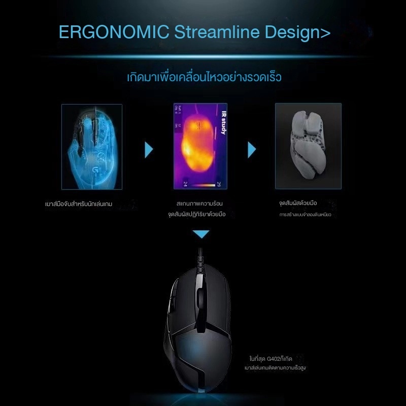 Logitech G402 Wired Gaming Mouse Programmable for Desktop Laptop Office ...