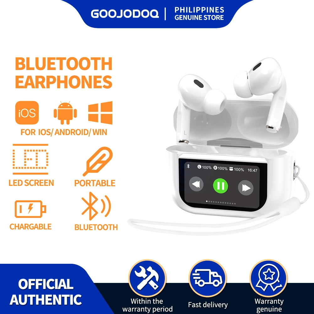 GOOJODOQ Screen Bluetooth Earphones with Microphone Wireless Earpods ...