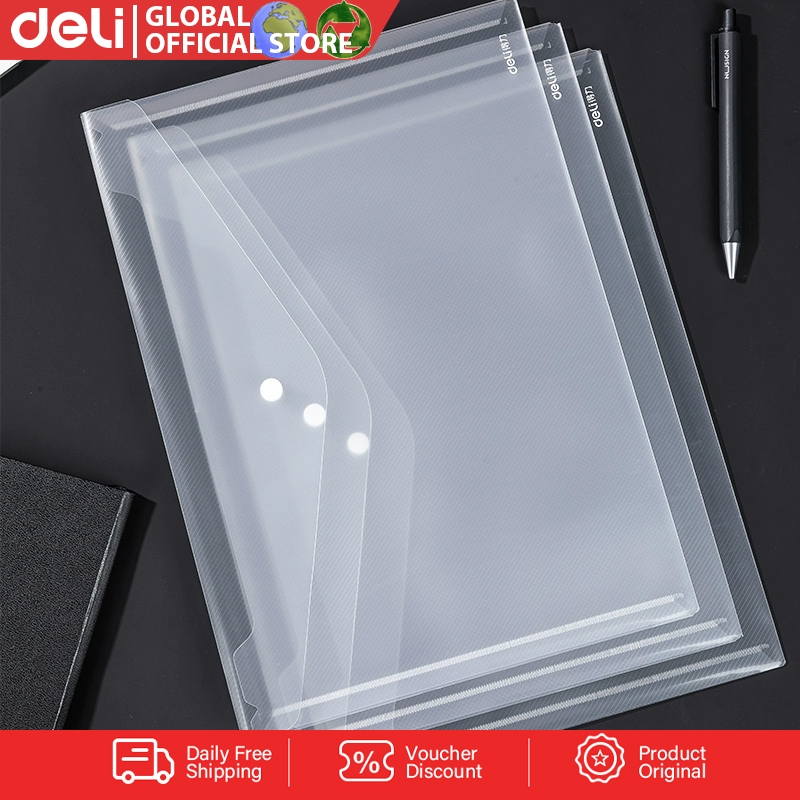 Deli A4 File Folder Transparent Clear Plastic File Folder Storage Pouch ...
