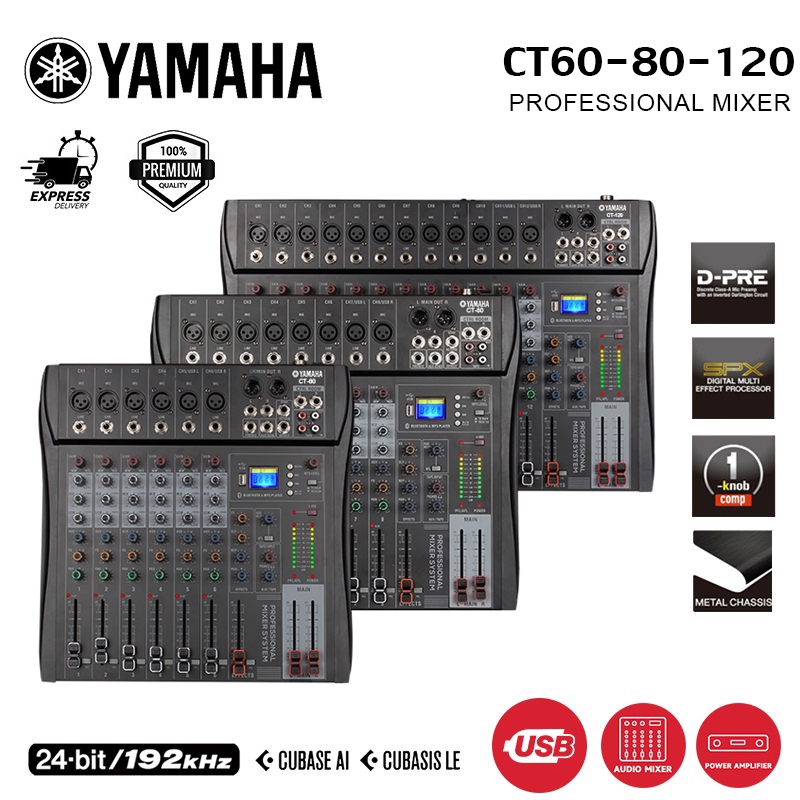 Yamaha CT60/CT80/CT120 Professional Audio Mixer, 6/8/12 Channel Mixer ...