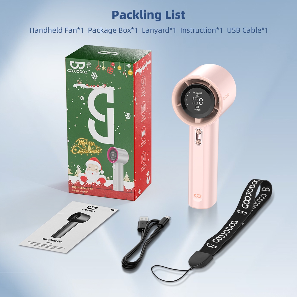 GOOJODOQ Fan 4000 mAh Turbo Mini Fan Rechargeable Handheld Portable ...