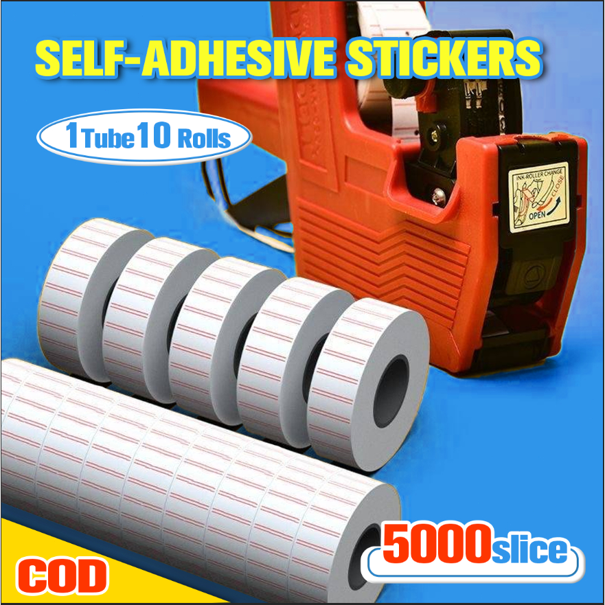 10 rolls of 5000 self-adhesive price tags, paper labels, stickers ...