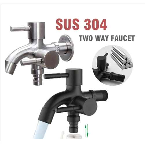 SUS304 Faucet stainless steel 1 Inlet 2 outlet two-way copper valve ...