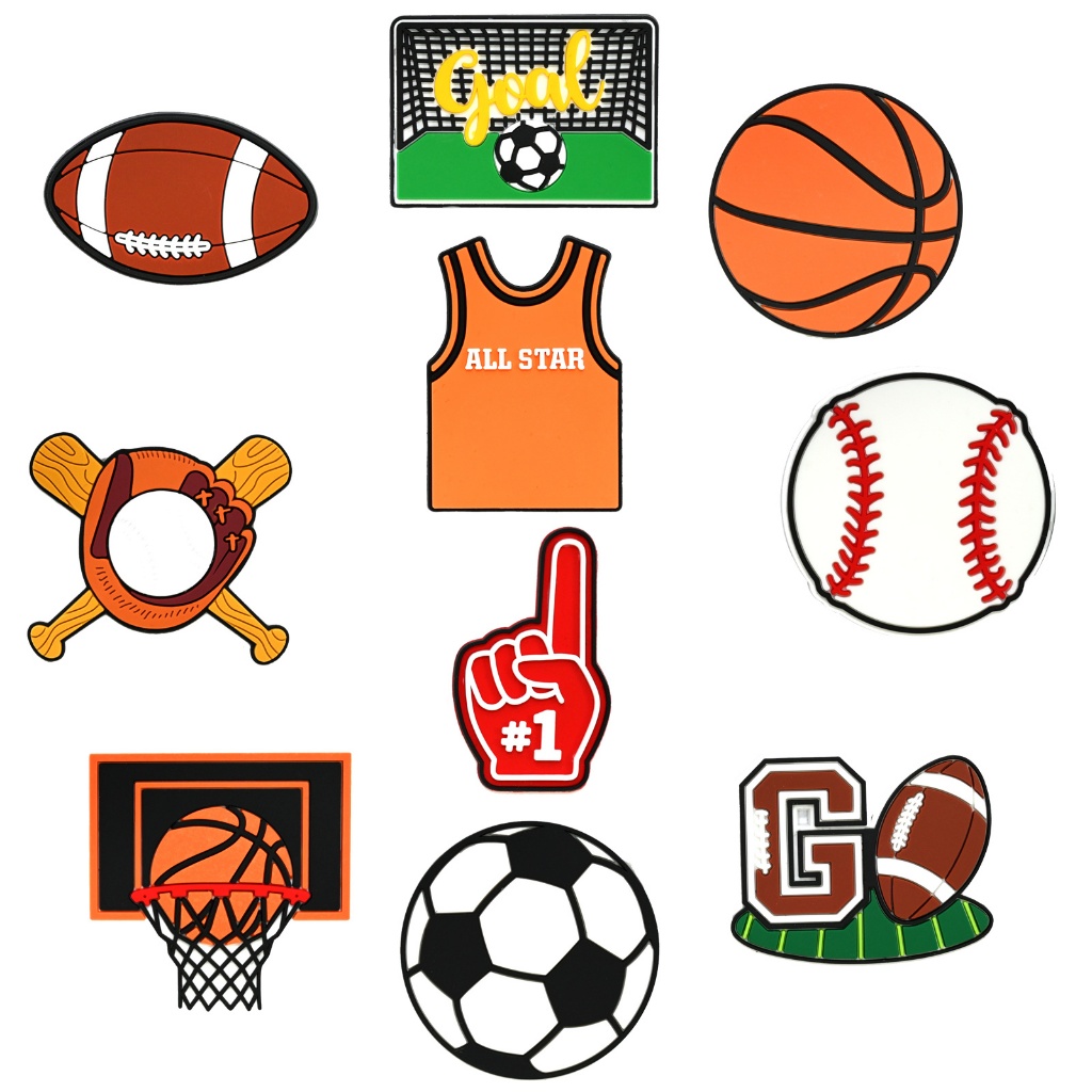 10 PVC Football, Baseball Refrigerator Stickers-Rugby, Basketball ...