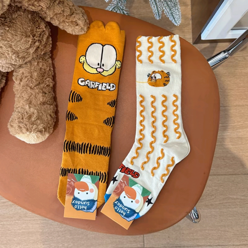 cartoon garfield socks for women autumn winter pile long socks funny ...