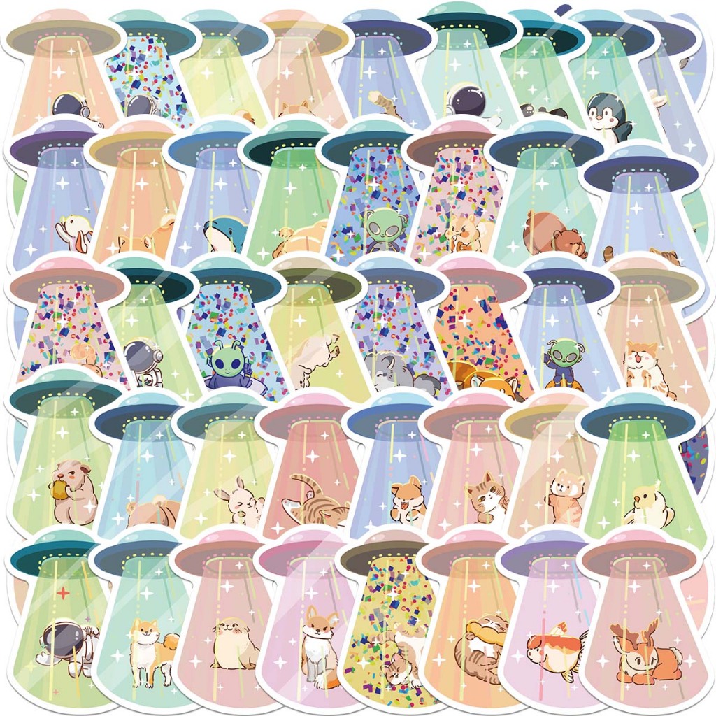 50 pcs Friends kidnapped by UFO Graffiti Cartoon Skateboard Waterproof ...