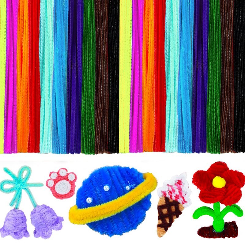 100pcs 30cm Colorful Flexible Fabric Fuzzy Wire DIY Art Supplies ...