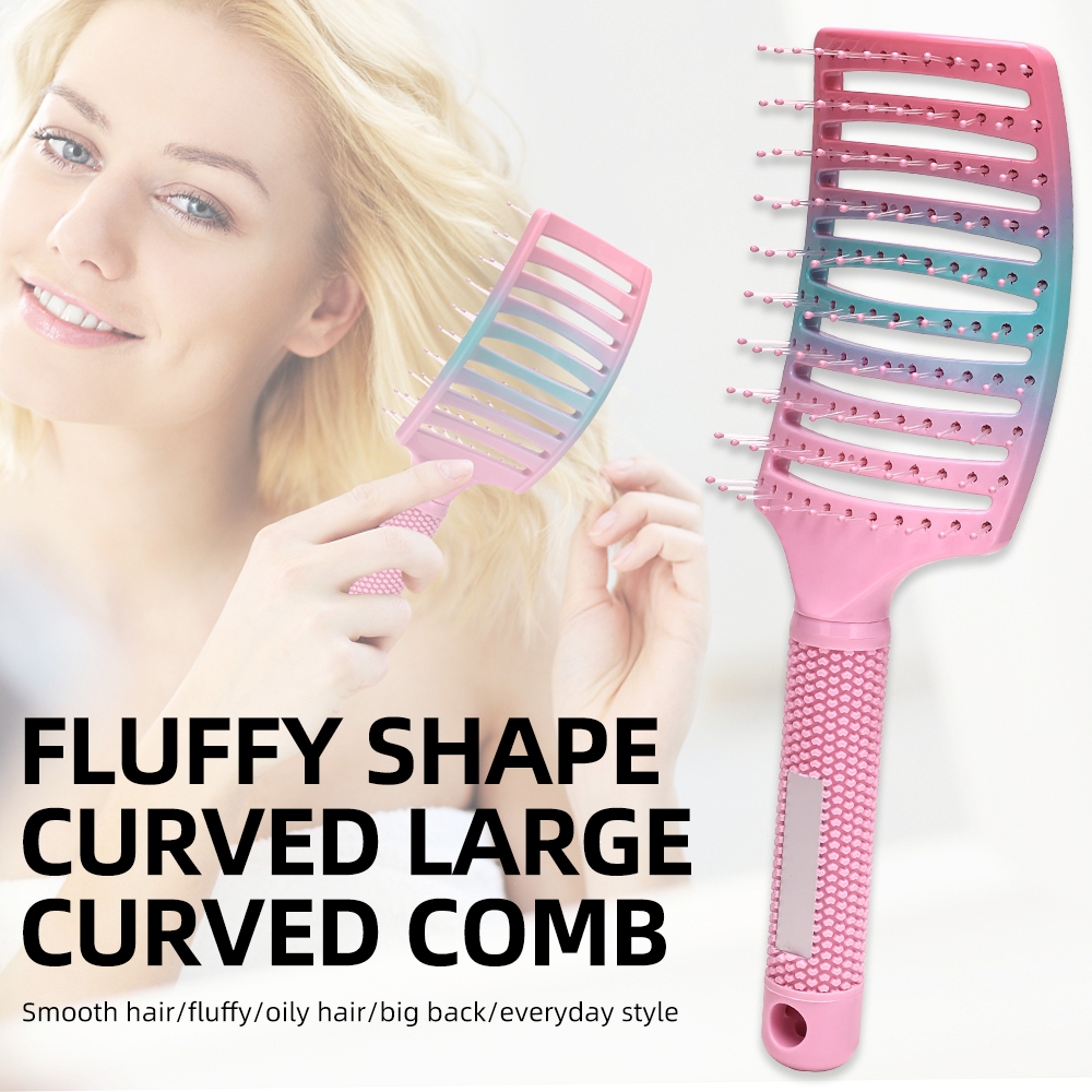 Nylon large curved comb, pork rib comb, curved massage comb, nine row ...