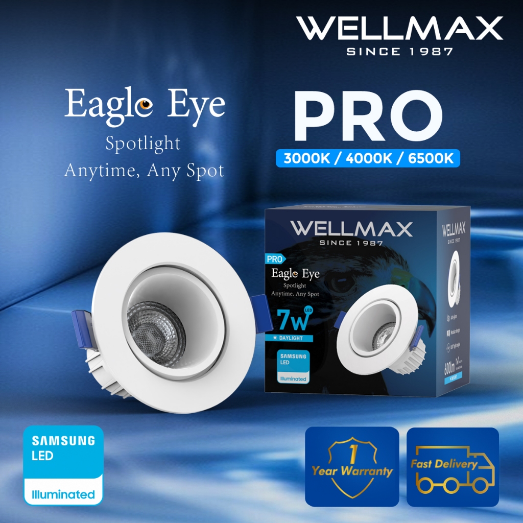 WELLMAX Adjustable Downlight Adopt SAMSUNG LED Chip Eagle Eye Professional Anti-Glare Spotlight ...