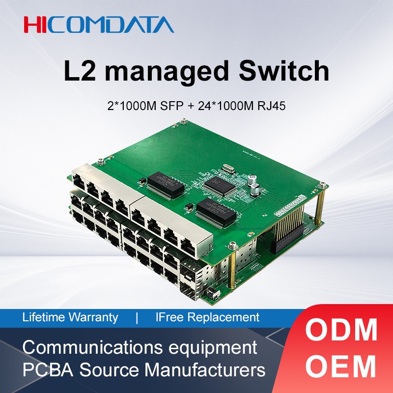 HICOMDATA Industrial Switch L2 Managed 1000M Gigabit 26 Ports 2 Fiber ...