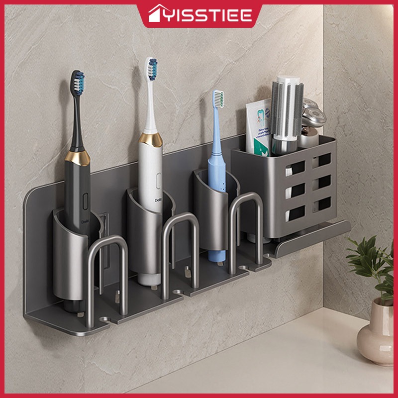 YissTiee Bathroom toothbrush storage rack non-perforated cup wall ...