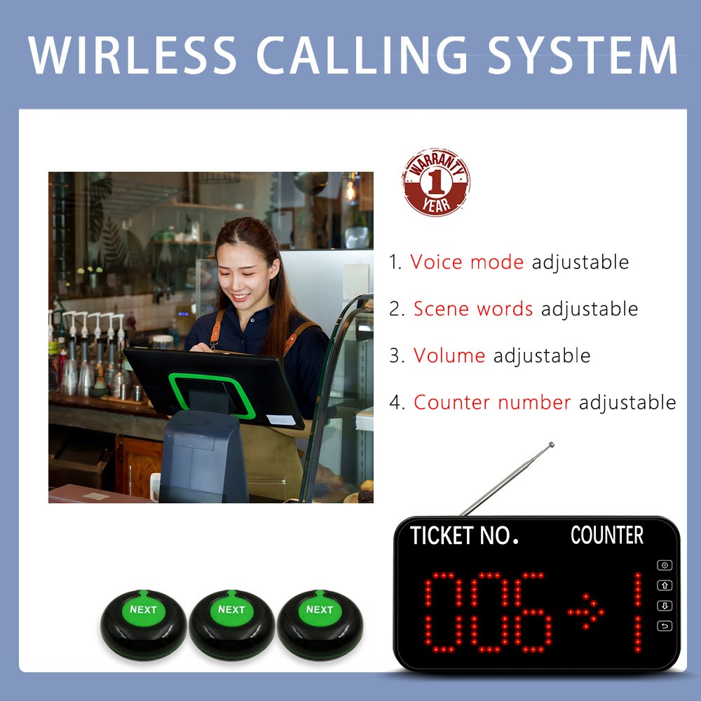 Queing number machine Wireless Calling System with 1 Take a Number ...