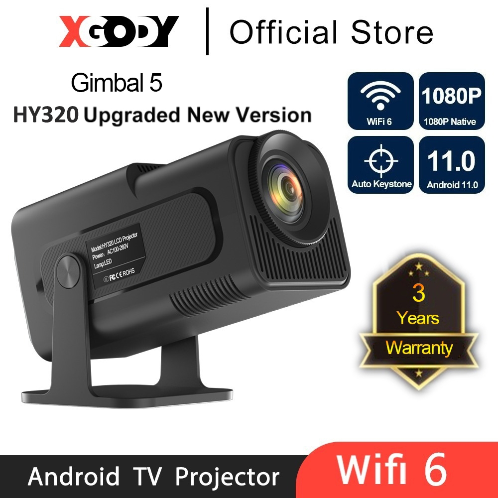 XGODY Gimbal 5 (HY320) New Mini Portable Projector Native 1080P 4K HD ...
