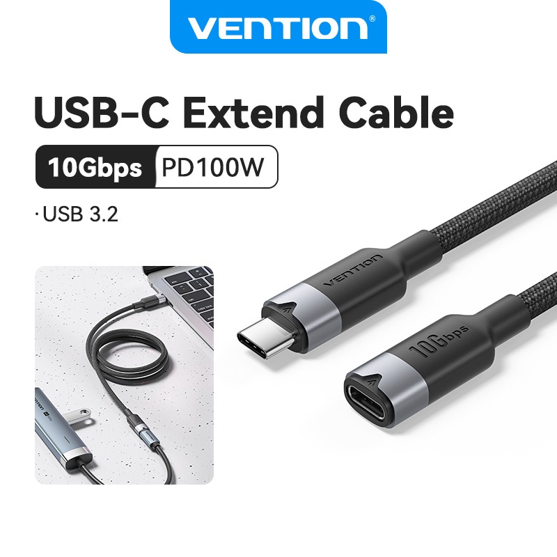 Vention USB Type-C 3.2 Gen2 Male to Female PD 100W Fast Charing ...