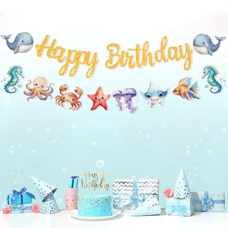 Ocean Theme Happy Birthday Banner Under the Sea Partyneeds Party ...