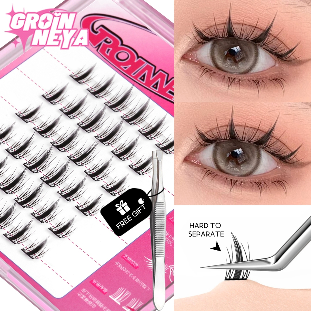 GROINNEYA Non-glue False Eyelashes Thin Eyelashes Look Natural Lashes ...