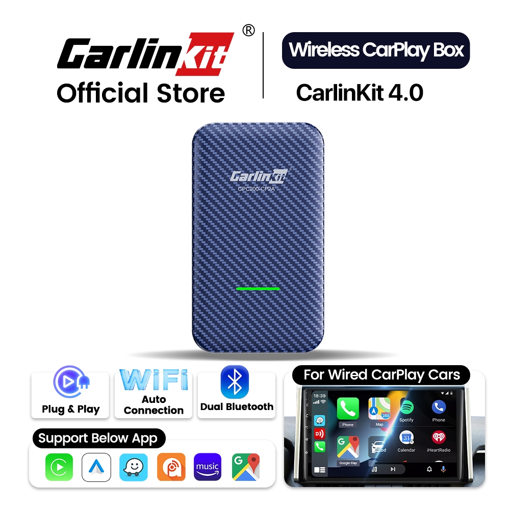 Carlinkit 4.0 Apple CarPlay Wireless Adapter Portable USB Plug and Play ...