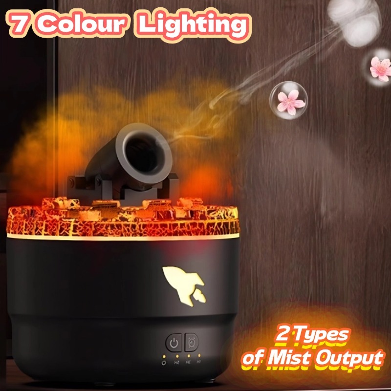 Fast Delivery Aroma Diffuser Flame Lava Volcano Humidifier Essential ...