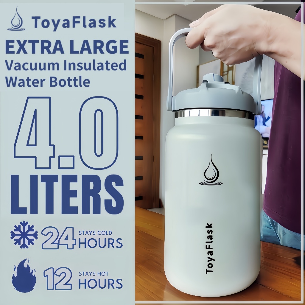 Toya Flask 4000ml/2800ml Insulated Tumbler Large Capacity Stainless Steel Jug Vacuum Flask ...